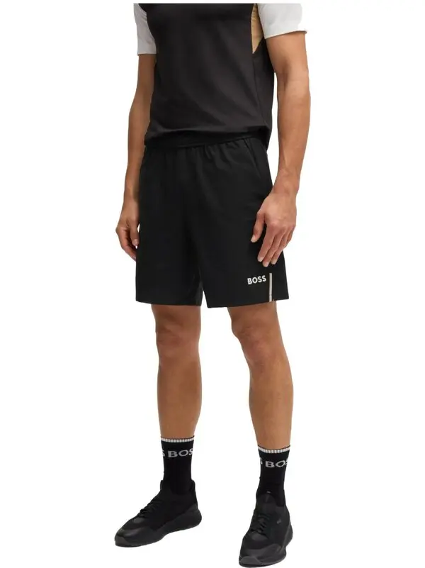 Hugo Boss Elasticated Waistband Shorts With Logo Detailing - Black