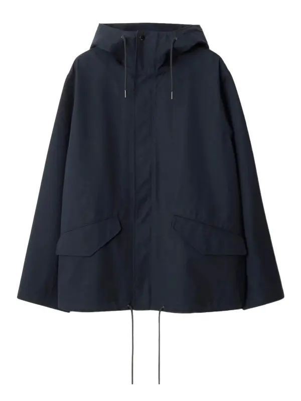 Burberry Long Sleeve Hooded Drawstring Jacket - Navy