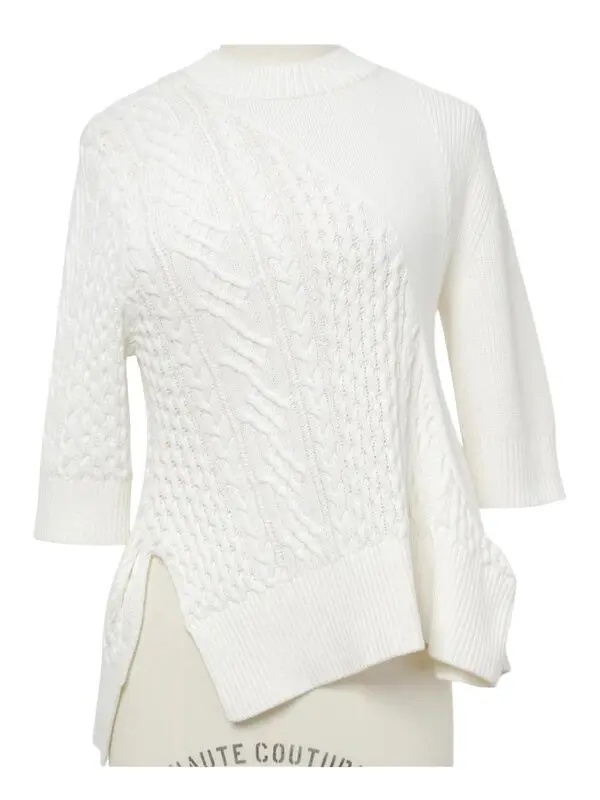 Sacai Short-sleeved Crewneck Knitted Jumper - Off White