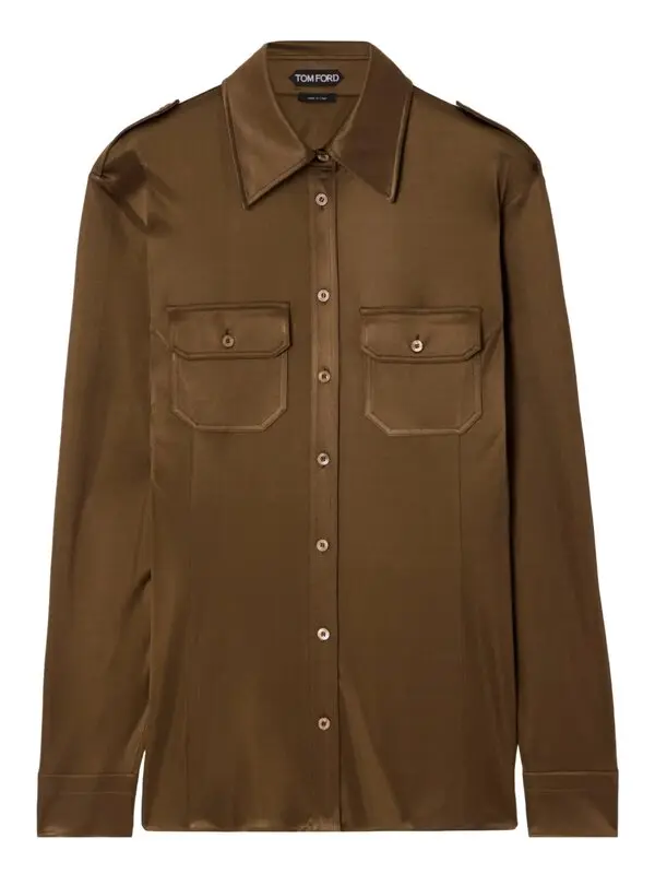 TOM FORD Metallic Satin Shirt - Brown