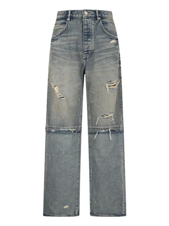 PURPLE BRAND Distressed Wide Leg Jeans - Gray