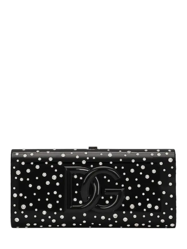 Dolce & Gabbana Embellished Logo Box Clutch - Black