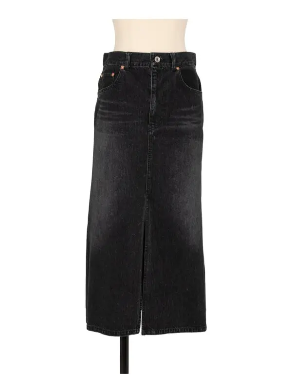 Sacai Pleated Denim Skirt - Black