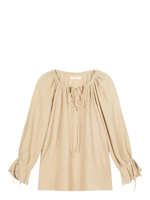 BY MALENE BIRGER Rose Ruffled-sleeve Blouse - Dark Sand