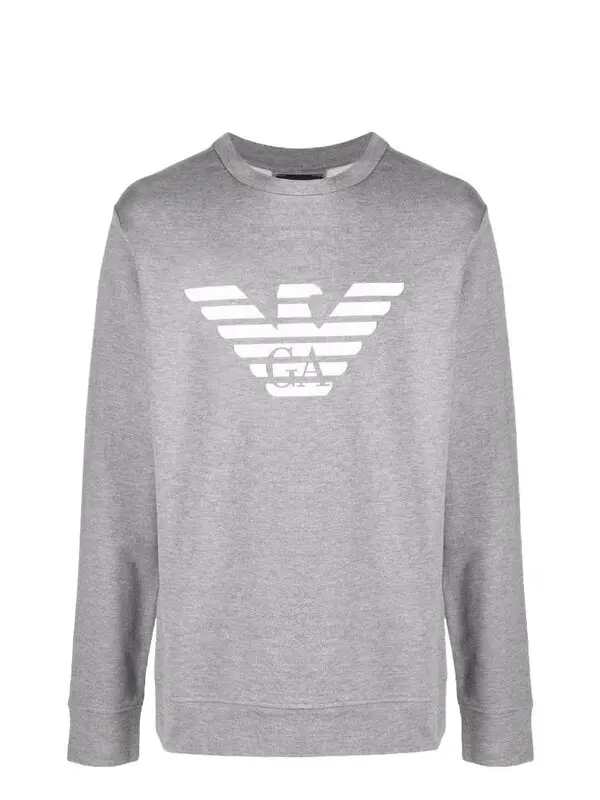 Emporio Armani Logo Print Crewneck Sweatshirt - Gray