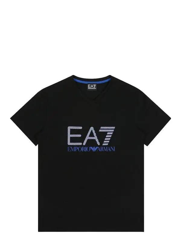 EA7 Logo T-shirt With Round Neck - Black
