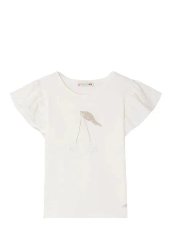 Bonpoint Emilia Cherry Embroidered T-shirt - White