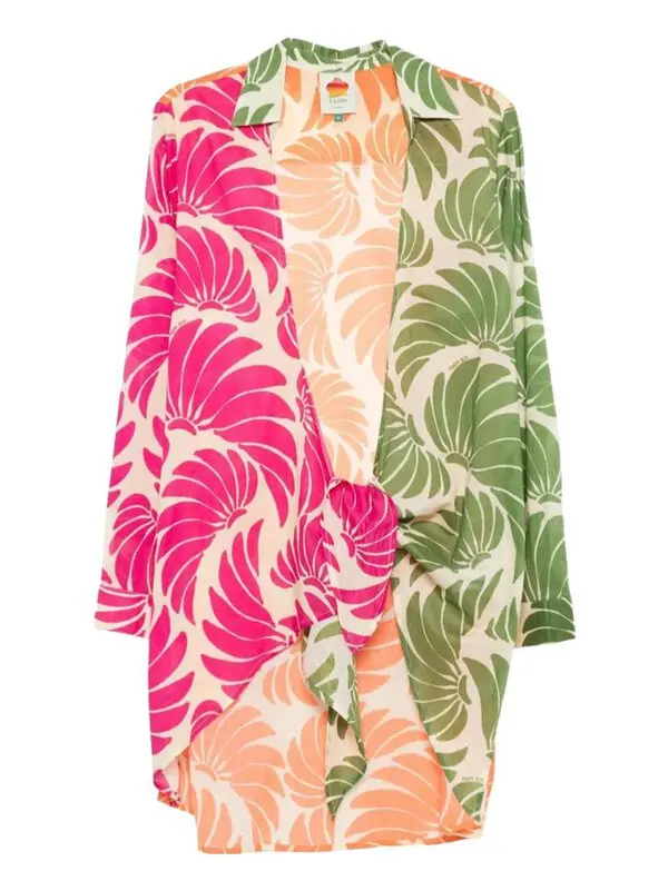 Farm Rio Tie-front Kaftan With Floral Print - Nude