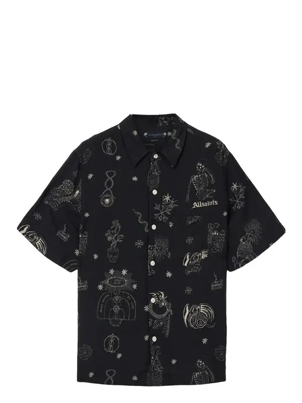 ALLSAINTS Terra Printed Camp Shirt - Black