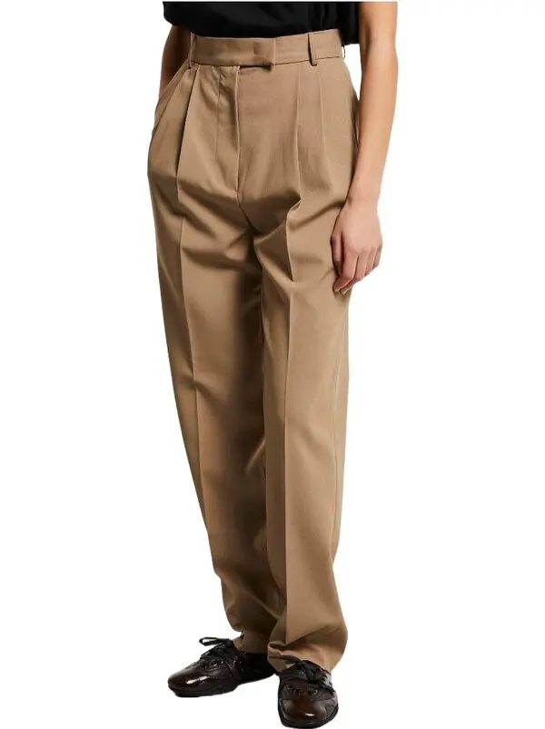 THE FRANKIE SHOP High-rise Pleated Trousers - Latte