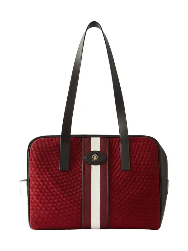 Bally Quilted Travel Bag With Leather Trim - Red