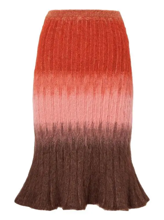 Fendi Gradient Fla Knit Midi Skirt - Red