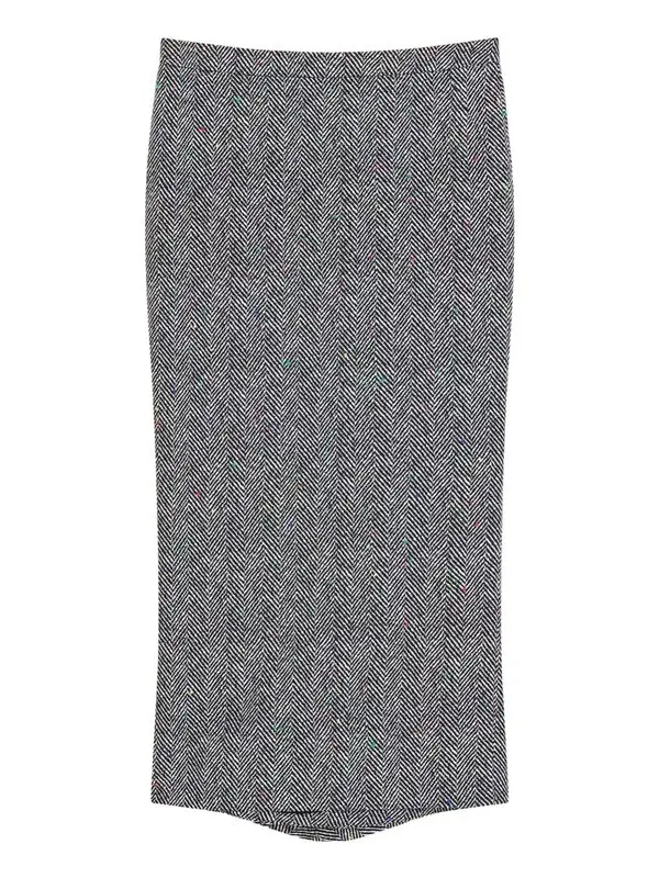 Givenchy Herringbone Motif Midi Skirt - Gray