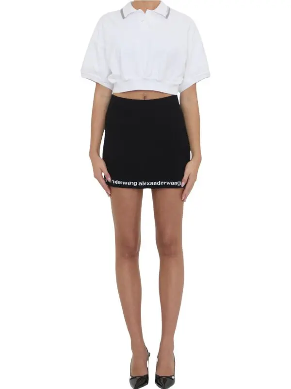 Alexander Wang Cropped Polo Shirt With Contrasting Logo Collar - White