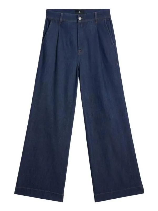 7 For All Mankind Weightless Denim Wide-leg Trousers - Blue
