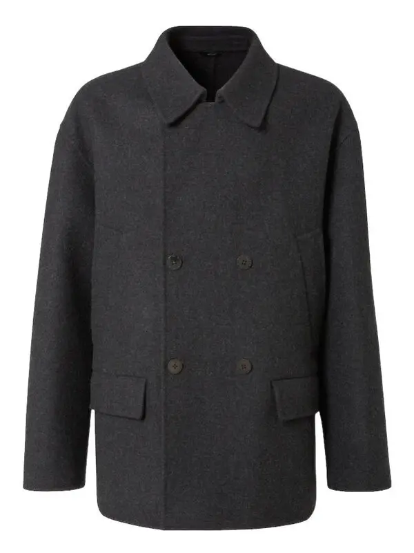 Fendi Double-breasted Wool Pea Coat - Black