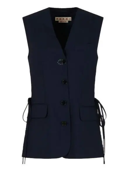 Marni Single-breasted V-neck Waistcoat - Blue Black