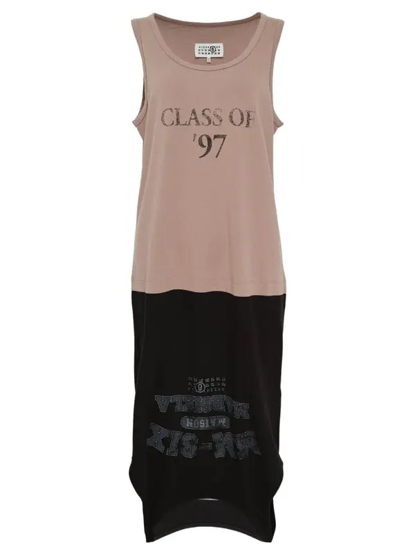 MAISON MARGIELA Sleeveless Cut-out Midi Dress - Sand/black
