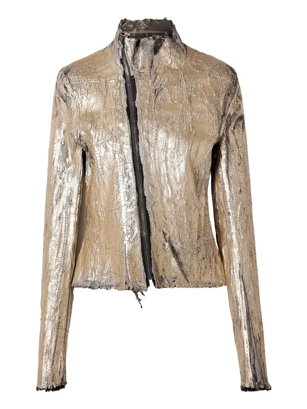 Rick Owens Long Sleeve Asymmetrical Zip Up Jacket - Nude