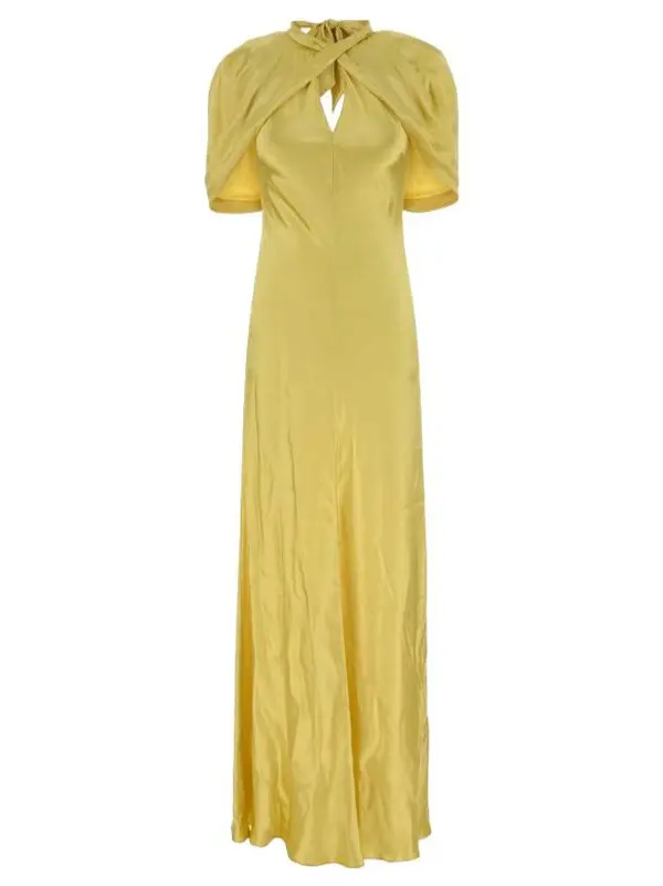 Alberta Ferretti Cape Detail Maxi Dress - Yellow