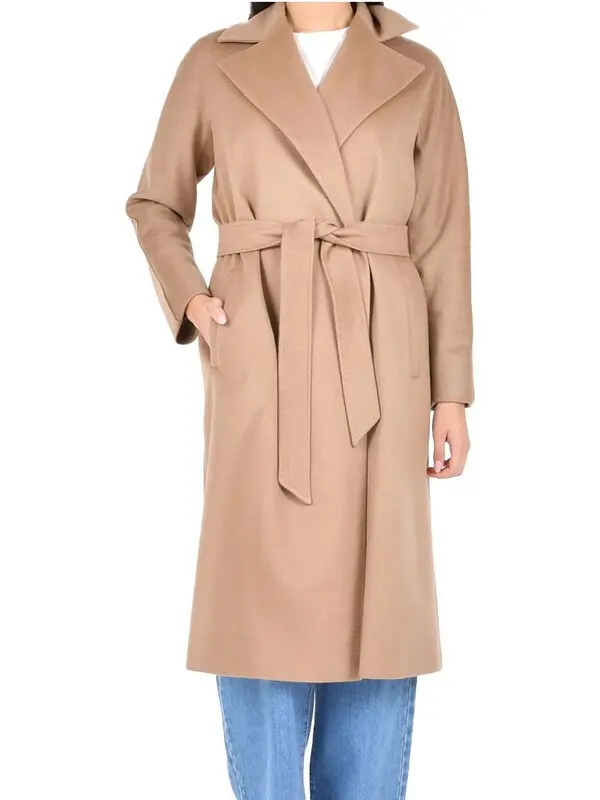 Max Mara Belted Cashmere Coat - Nude