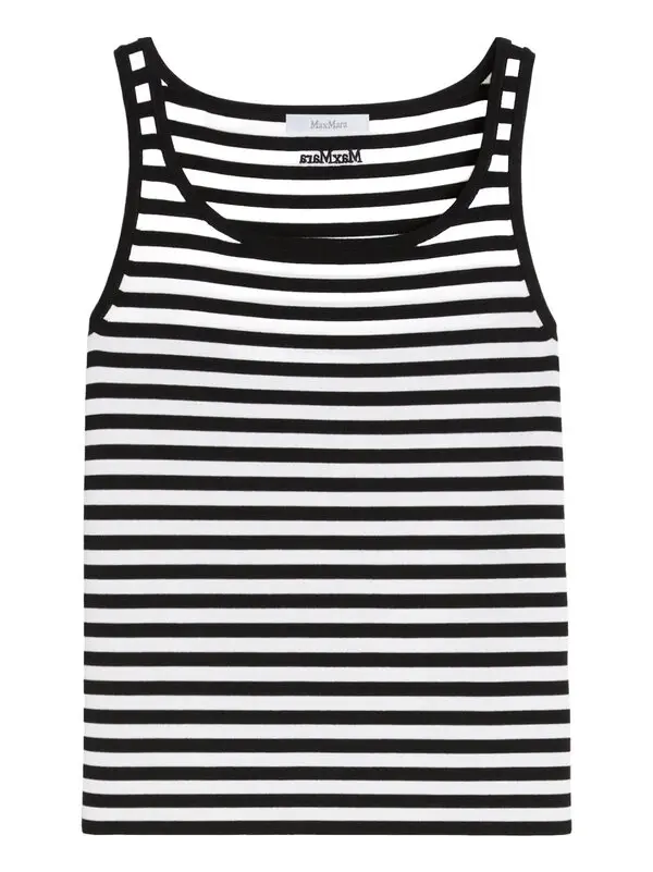 Max Mara Striped Ribbed-knit Sleeveless Tank Top - Black