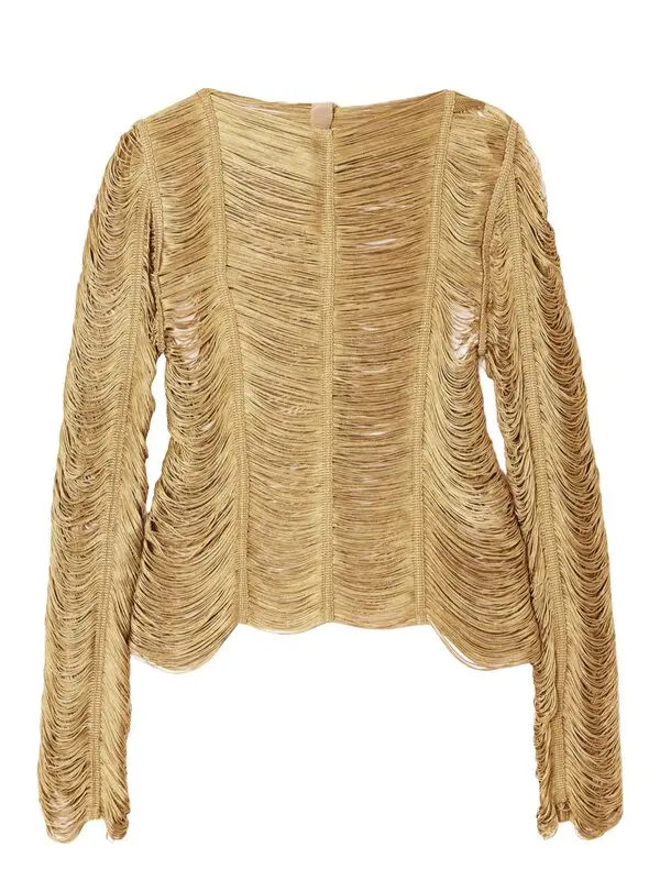 TOM FORD Fringed Open-knit Top - Golden