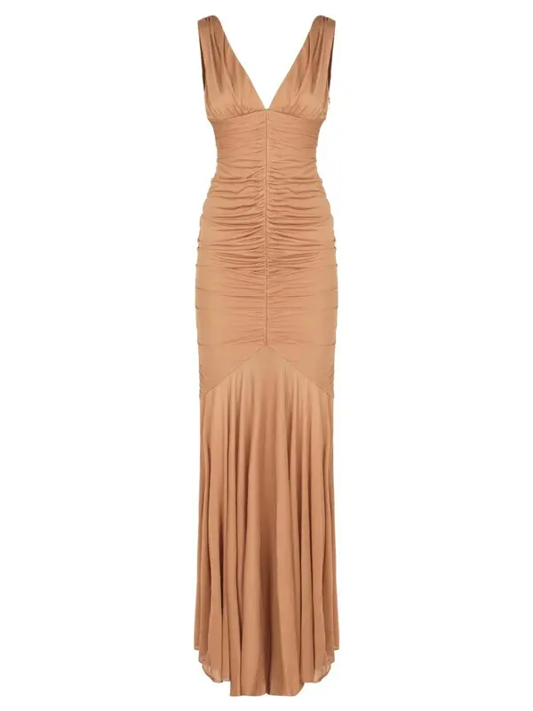 Giuseppe Di Morabito V-neck Ruched Dress - Nude