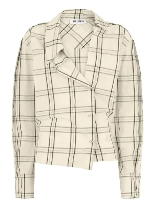 Attico Checked Asymmetric Shirt - White And Black