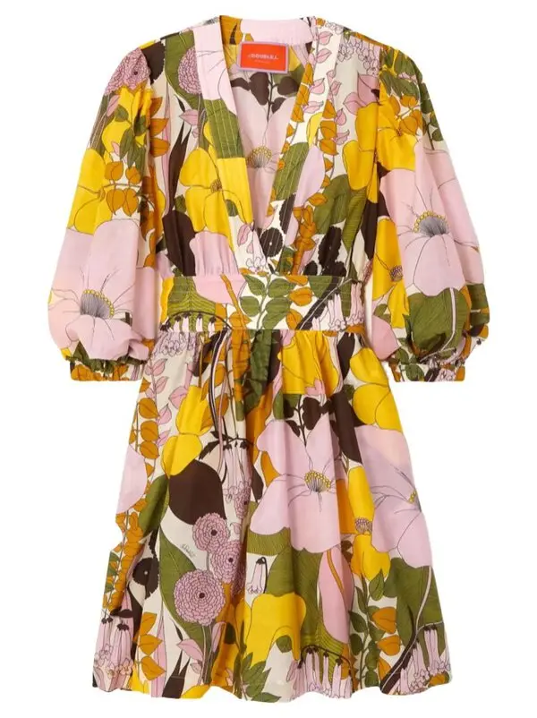 La DoubleJ Margherita Printed Cotton And Silk-blend Twill Mini Dress - Pink