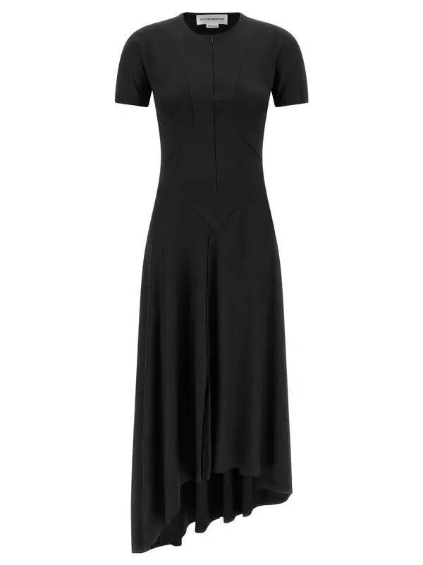 Victoria Beckham Asymmetrical Hem Midi Dress - Black