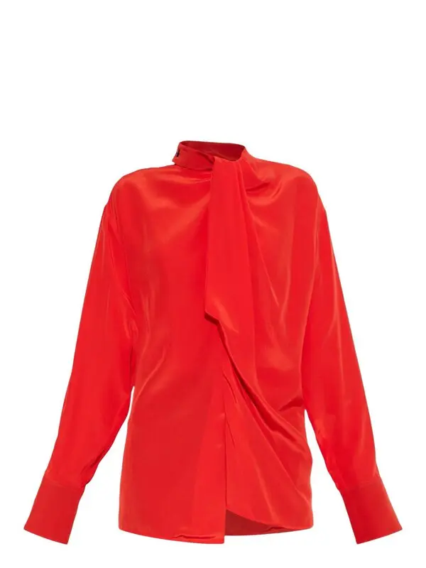 Victoria Beckham Long Sleeve Shirt With Asymmetrical Ruching - Red