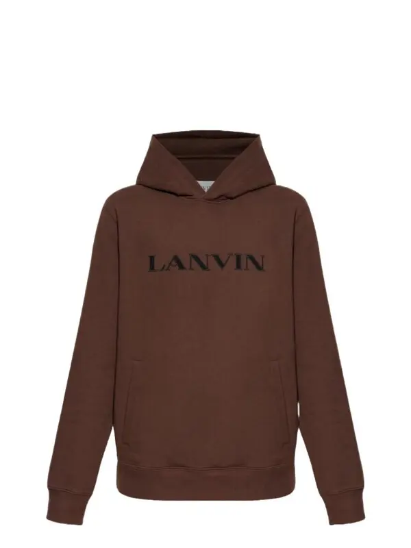 LANVIN Logo Embroidered Hoodie - Brown