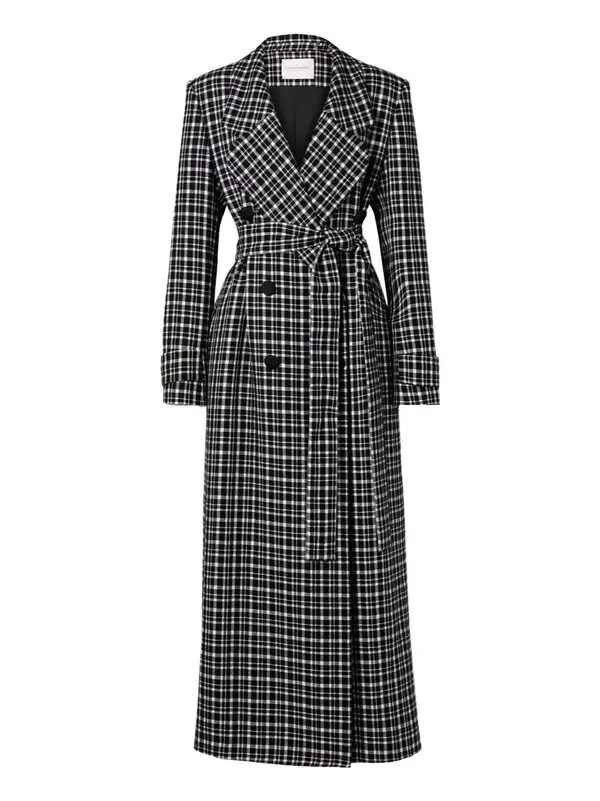 Carolina Herrera Double-breasted Plaid Coat - Black And White