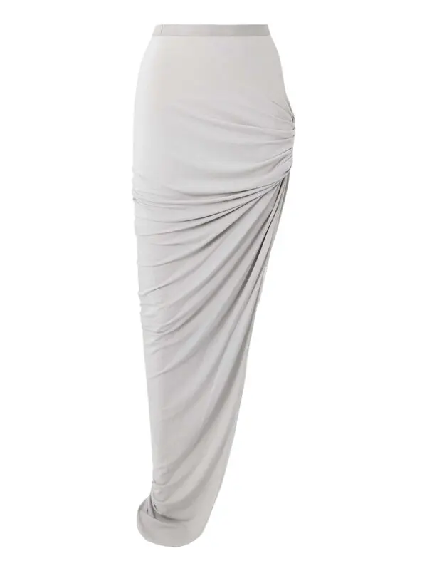Rick Owens Pleated Midi Skirt With High Slit - White