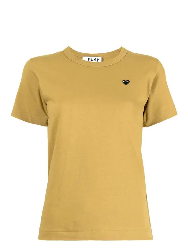Play Comme Des Garcon Embroidered-logo Cotton T-shirt - Yellow