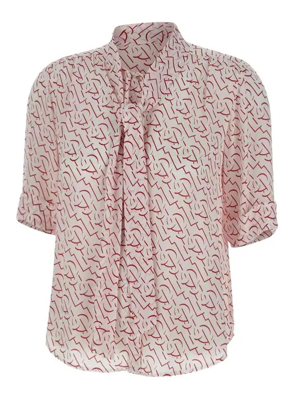 Liu Jo Geometric Print Crepe De Chine Shirt With Bow Detail - White/red