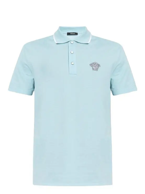 Versace Medusa Head Short-sleeved Polo Shirt - Blue