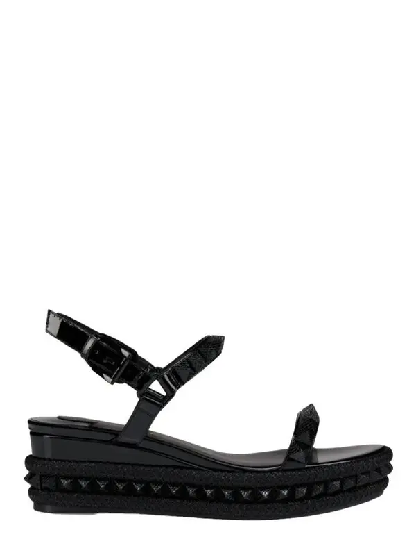 CHRISTIAN LOUBOUTIN Pyra Clou Espadrille Wedge Sandals - Black