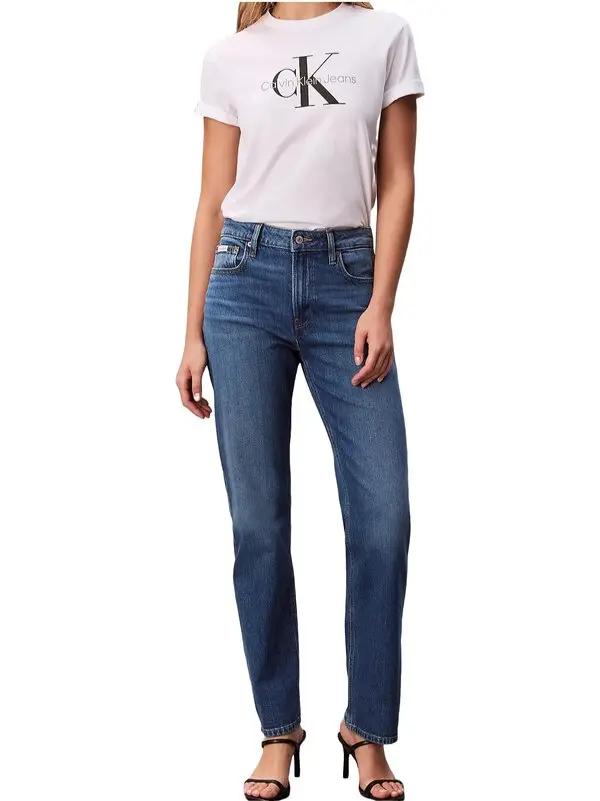 Calvin Klein High Rise Straight Leg Jeans - Indigo Channel