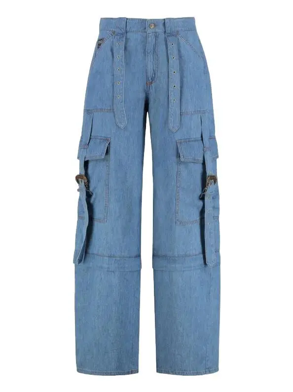 Versace Buckled Detailed Cargo Trousers - Blue