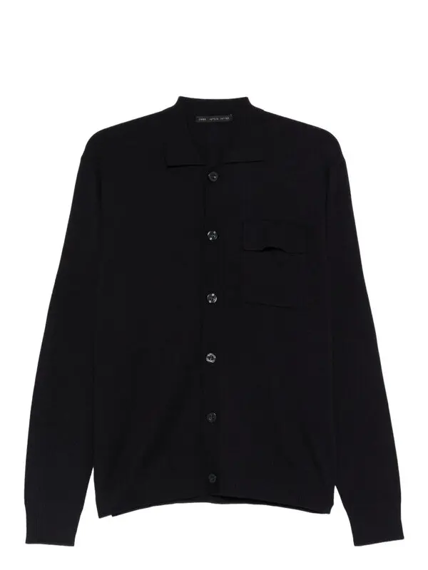 LOW BRAND Polo Collar Cardigan - Black