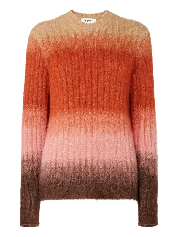 Fendi Gradient Long-sleeve Knit Sweater - Pink And Brown