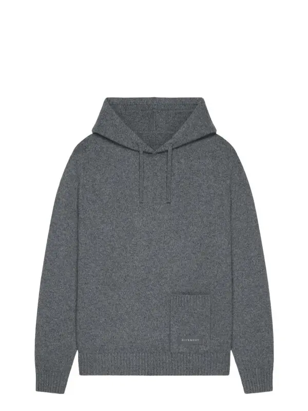 Givenchy Knitted Drawstring Hoodie - Grey
