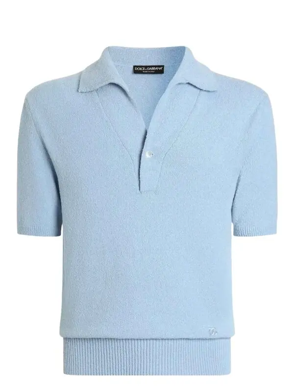 Dolce & Gabbana Short-sleeved Knit Polo Shirt - Blue