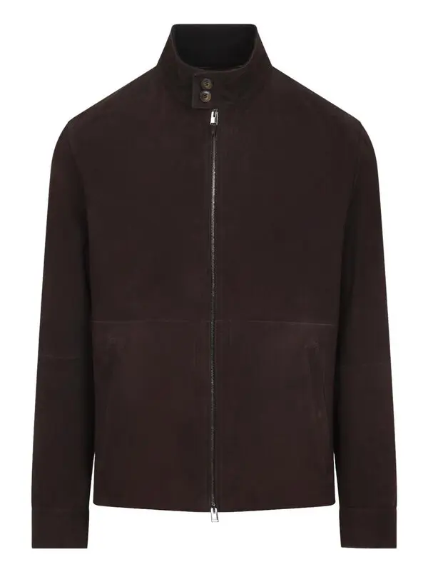 Canali Lambskin Zipper Jacket - Black