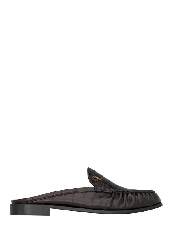 Saint Laurent Le Loafer Logo Plaque Slip-on Mules - Burnt Brown