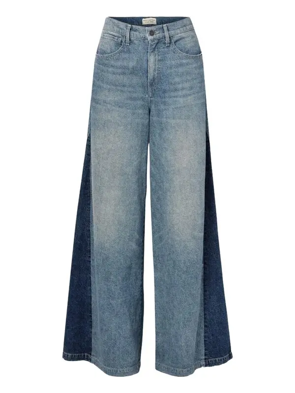 NILI LOTAN Ebony Paneled Two-tone High-rise Denim Trousers - Blue