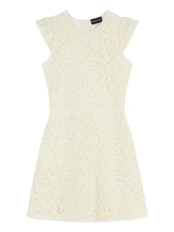 Emporio Armani Macrame-effect Embroidered Dress - White