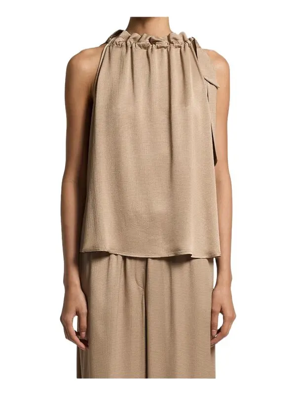 Peserico Gathered Silk Sleeveless Top - Nude